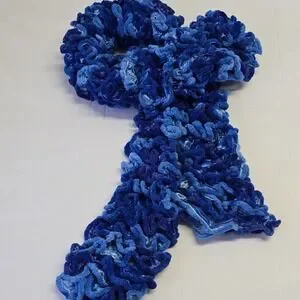 Handmade | Accessories | Handmade Ruffle Scarf Blue Chenille Yarn Women ...